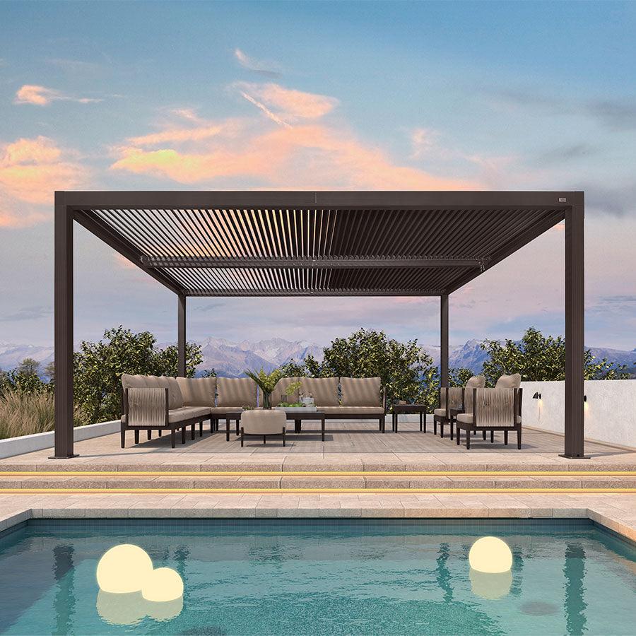 PURPLE LEAF Athena Outdoor Louvered Pergola Adjustable Metal Roof ...